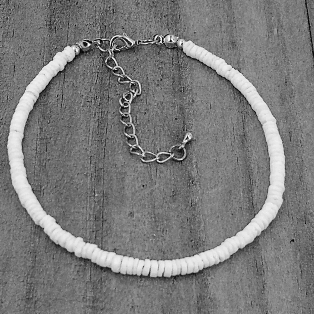 Grass Shack Trading | Jewelry | Puka Shell Anklet White Adjustable 9 2 ...